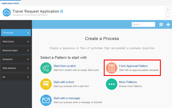 Oracle Process Cloud Service Composer Creating An Application