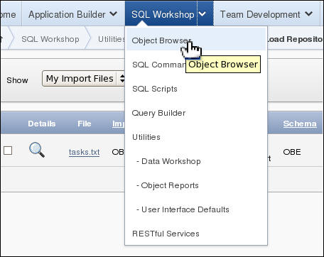 Manipulating Database Objects Using Oracle Application Express 4.2