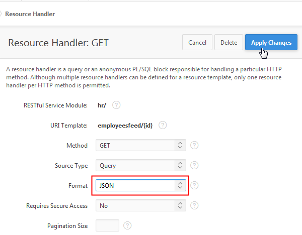 Reviewing Sample RESTful web service in Your Database Cloud Service
