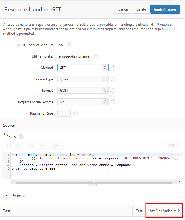 Reviewing Sample RESTful web service in Your Database Cloud Service