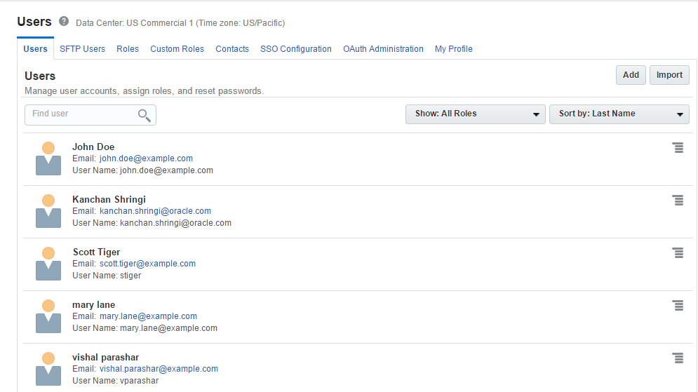 Manage Users and Roles in Oracle Cloud