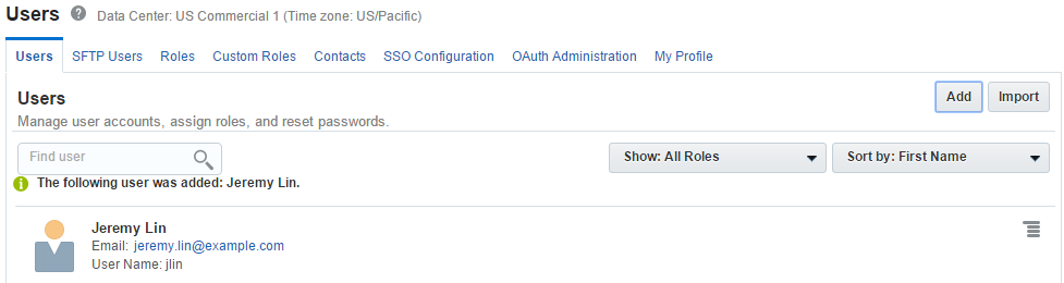 Manage Users and Roles in Oracle Cloud