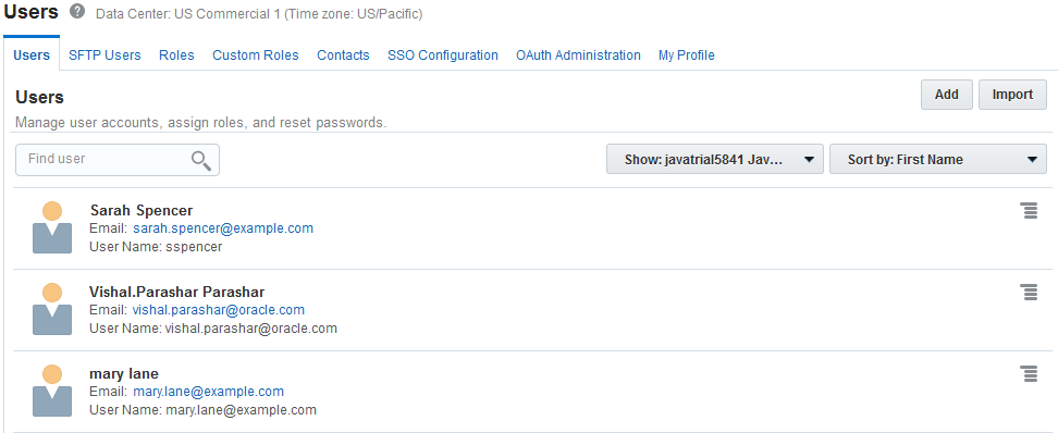 Manage Users and Roles in Oracle Cloud