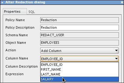 Managing Database Redaction Using Oracle SQL Developer
