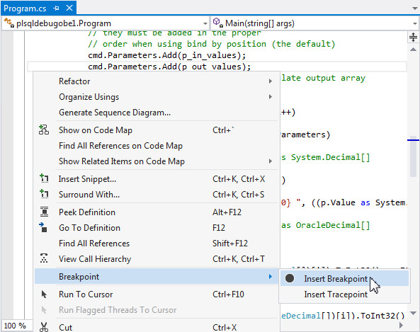 Debugging Oracle PL/SQL from Visual Studio