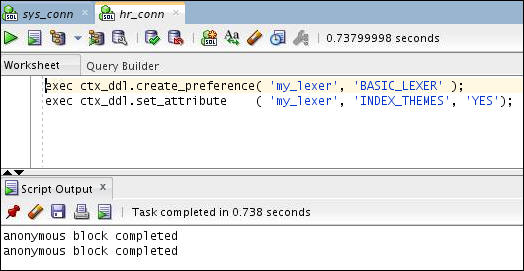 Working with Oracle Theme Indexes