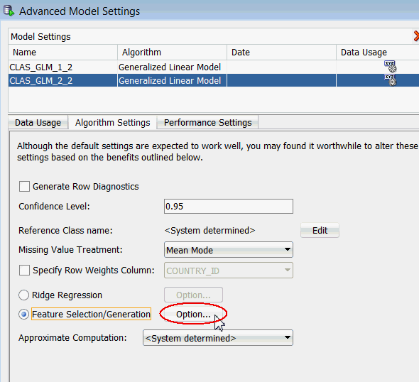 Using Feature Selection and Generation with GLM