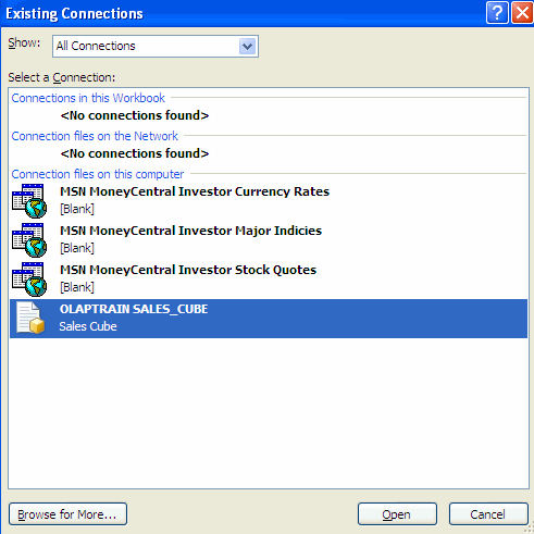 Using Microsoft Excel With OLAP Cubes