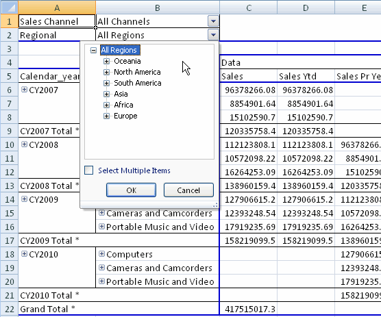 Using Microsoft Excel With OLAP Cubes