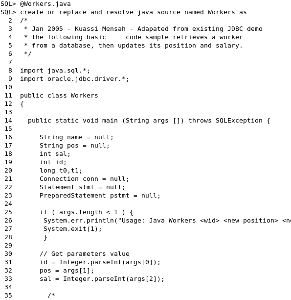 Develop and Diagnose JDBC Programs and Java Classes in the Database