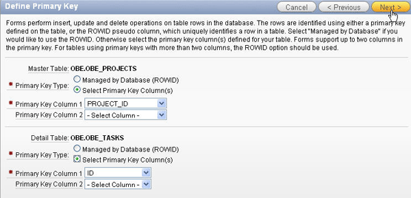 Creating and Running a Database Application Using Oracle Application ...