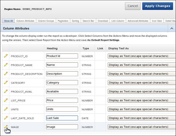 Building and Customizing an Interactive Report in Oracle Application ...