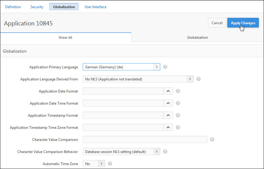 Translating an Application in Oracle Application Express 5.0
