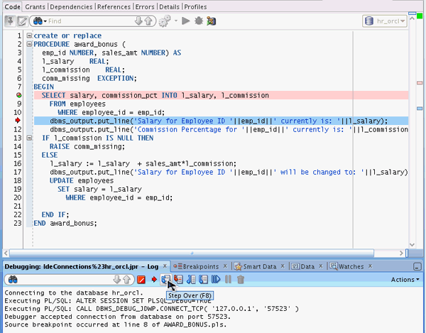 Testing and Debugging Procedures using SQL Developer