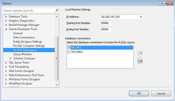 Debugging Oracle PL/SQL from Visual Studio.