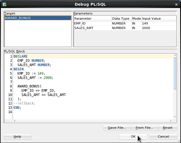 Testing and Debugging Procedures using SQL Developer 4.0