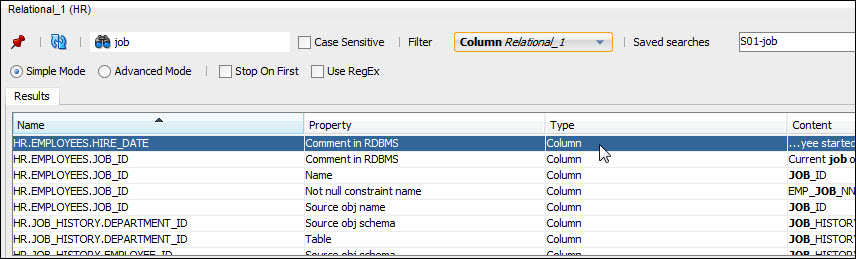 Searching Models in Oracle SQL Developer Data Modeler 4.0