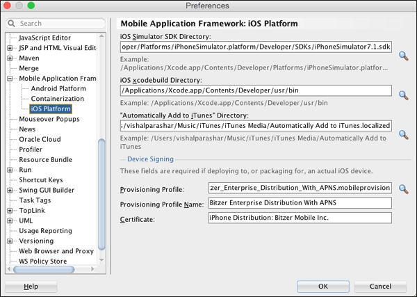 Securing Mobile Applications developed using Mobile Application Framework(MAF) with OMSS