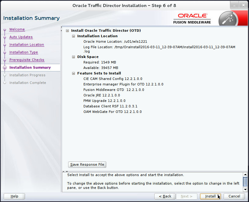 Traffic Director 12c (12.2.1): Installing Oracle Traffic Director