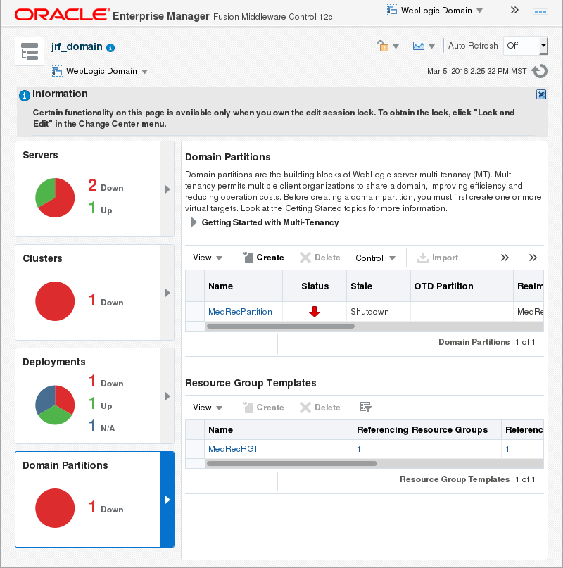 Oracle WebLogic Server 12c (12.2.1): Configuring a Single Domain Partition