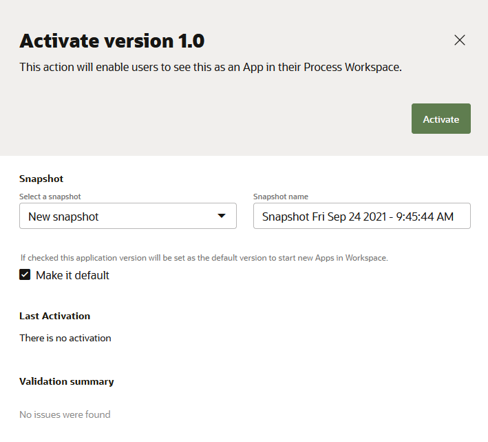 Activate an OPA Application (Design)