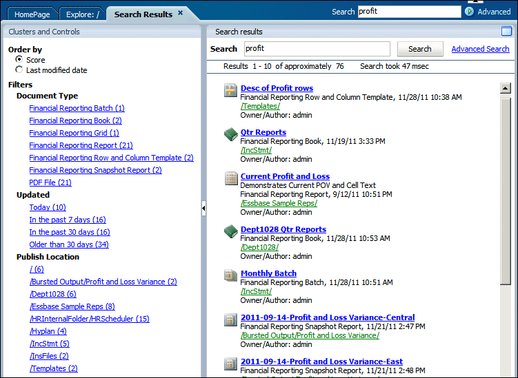 Searching for Items in the Repository