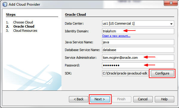 Configuring NetBeans for Oracle Cloud