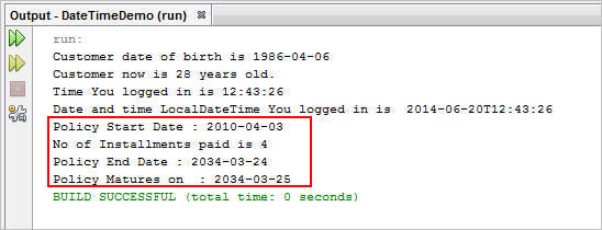 Java SE 8: Using Date and Time API to calculate date offsets.