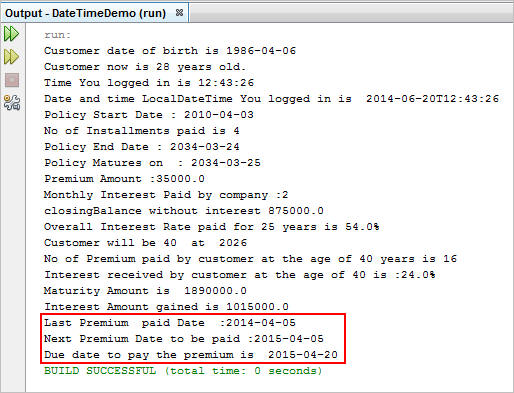 Java SE 8: Using Date and Time API to calculate date offsets.