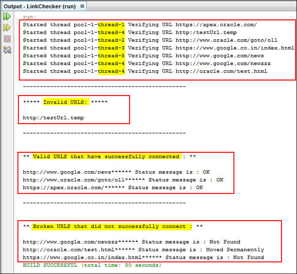 Java SE 8: Using Threads in HTTP Link Checker
