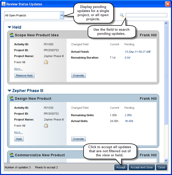 Review Status Updates