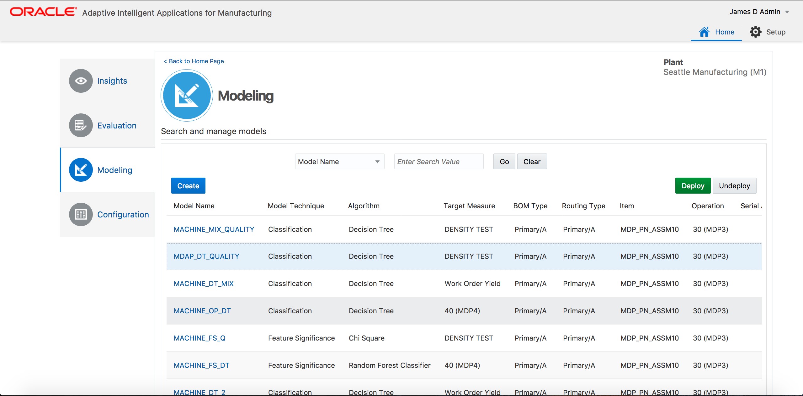 Oracle Adaptive Intelligent Apps for Manufacturing Release 18.2