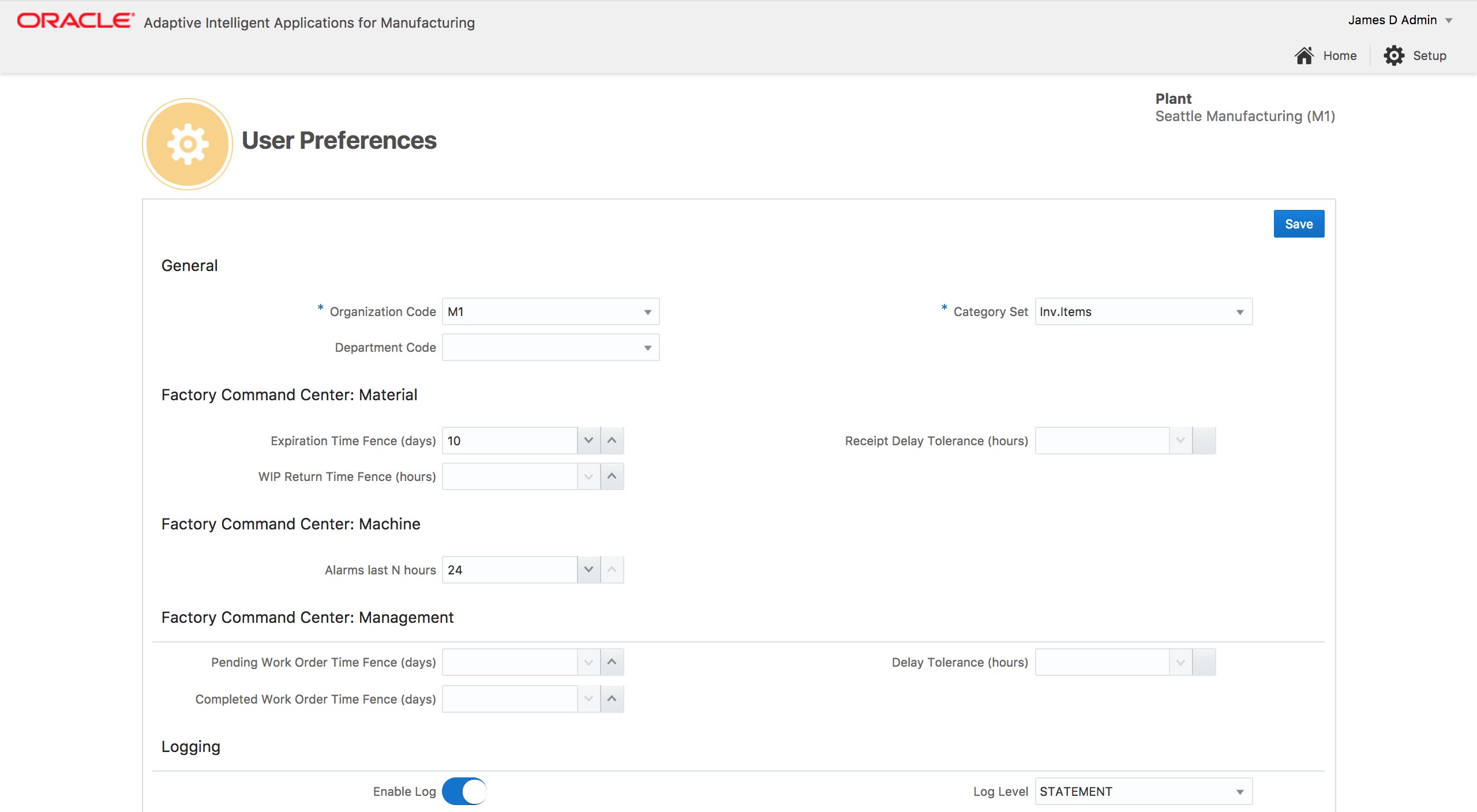 Oracle Adaptive Intelligent Apps for Manufacturing Release 18.2