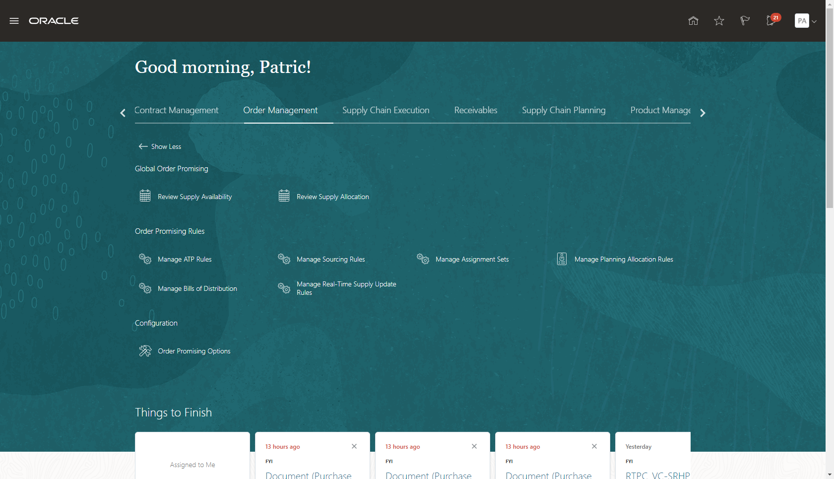 Oracle Order Management Cloud 21A What's New