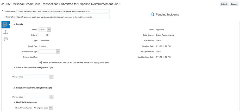 Oracle Risk Management Cloud R13 (updates 18A - 18C)