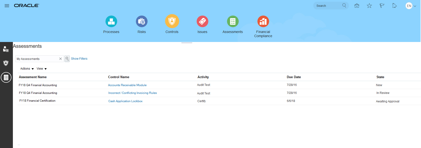 Oracle Risk Management Cloud R13 (updates 18A - 18C)