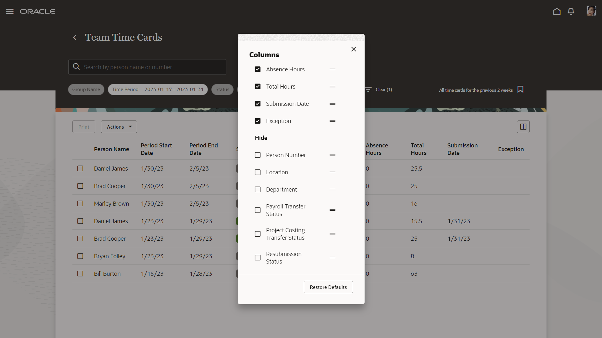 Oracle Fusion Cloud Time and Labor 23B What's New