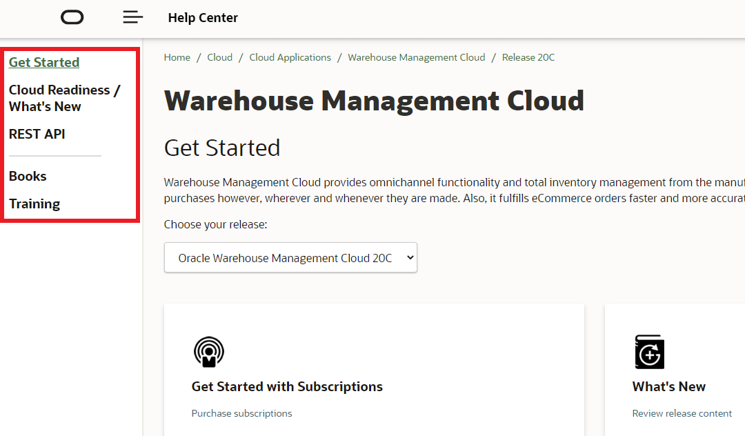 Oracle Warehouse Management Cloud 20C What's New