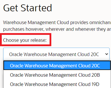 Oracle Warehouse Management Cloud 20C What's New